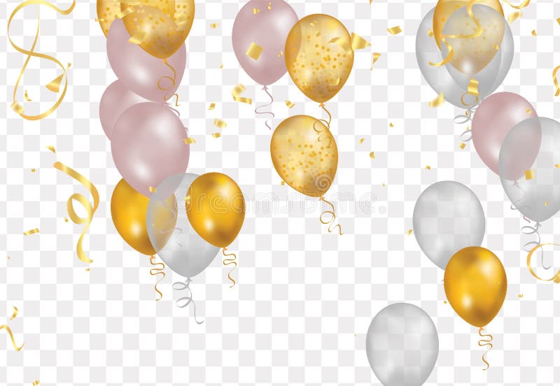 Celebration Party Banner Green with Balloons and Serpentine Stock ...