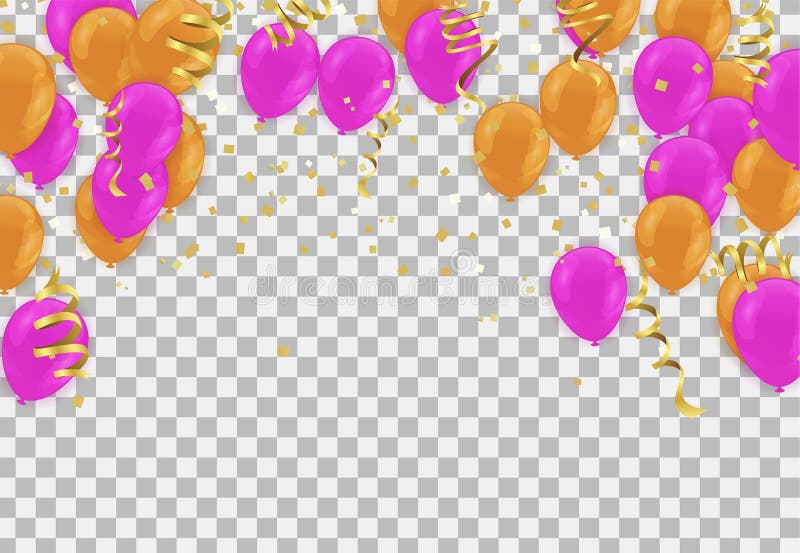Balloons Header Background Design Element of Happy Luxury Birthday ...