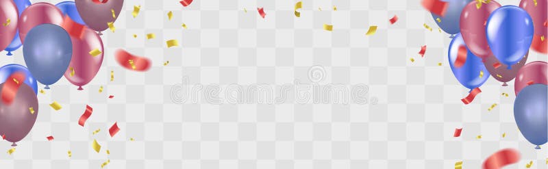 Balloons Header Background Design Element Of Happy Luxury Birthday ...