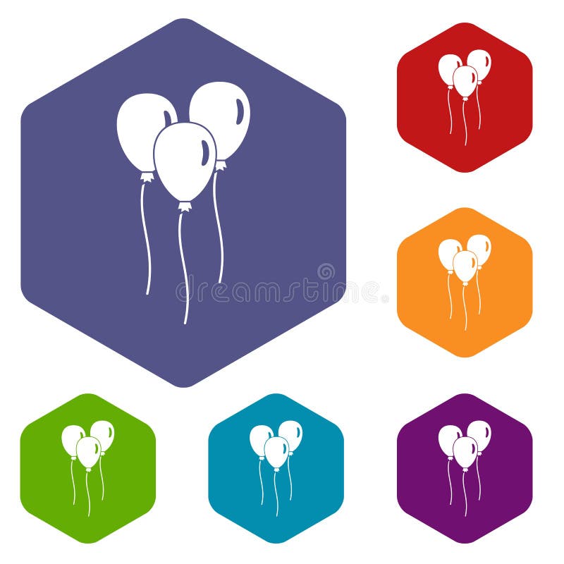Balloons icons set hexagon stock vector. Illustration of europe - 91691571