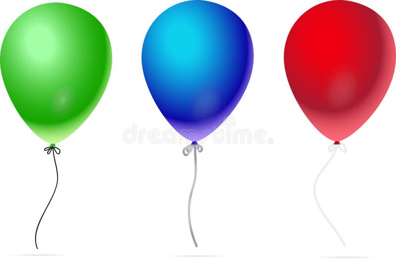 Balloons Isolated Icon on White Background. Three Colorful Balloons ...