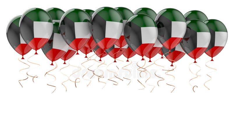 Balloons with Kuwaiti Flag, 3D Rendering Stock Illustration ...