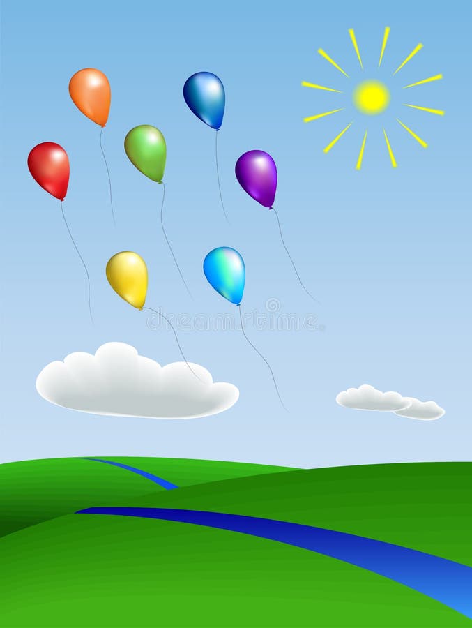 Balloons with the Landscape Stock Vector - Illustration of mood ...