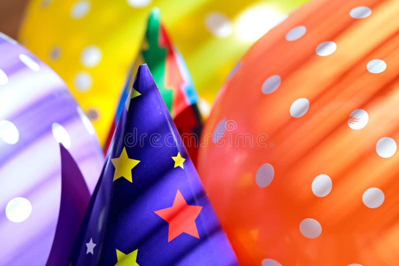 Balloons and Paper Hats for First of May Stock Photo - Image of ...