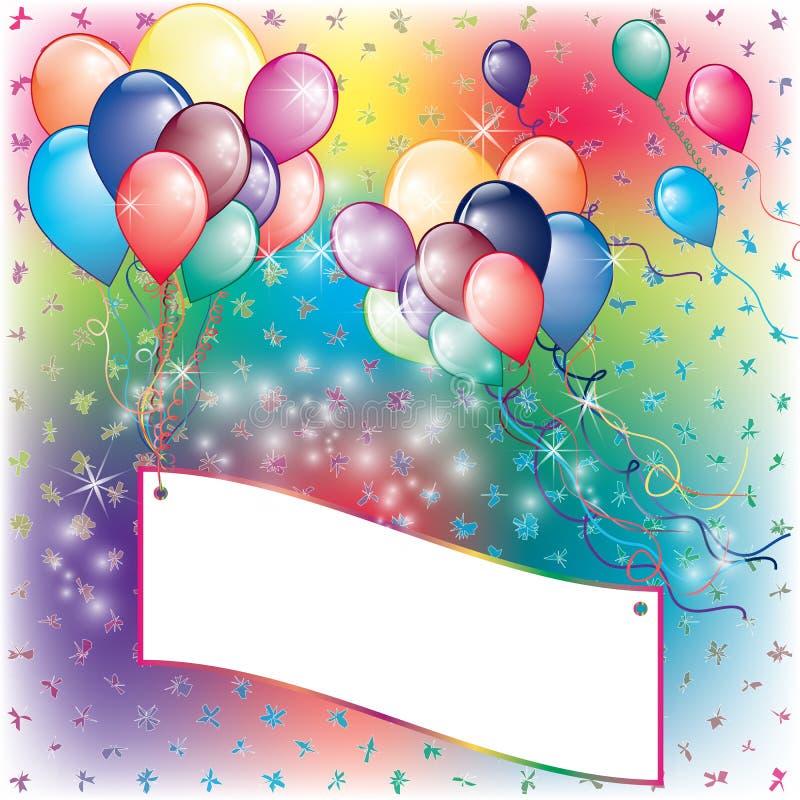 Balloons Party Invitation Card with Falling Board Stock Vector ...