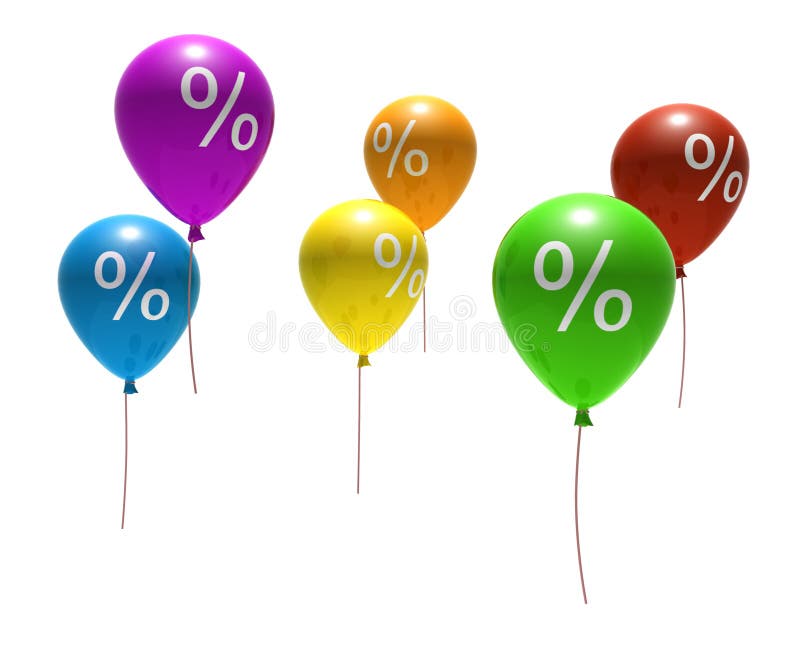 Balloons with Percent Symbols Stock Illustration - Illustration of ...