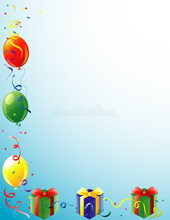 Balloons and Present Border Stock Vector - Illustration of decoration ...