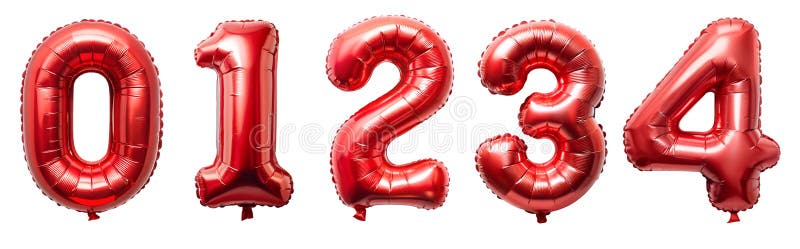 Balloons with Red Numbers on a White Background Stock Illustration ...