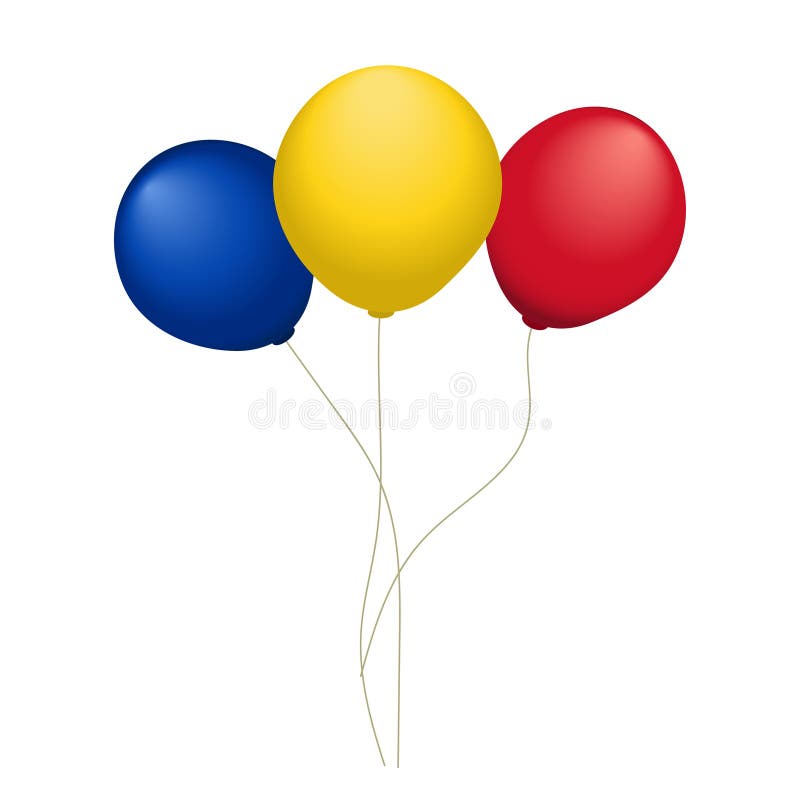 Balloons in Red, Yellow and Blue Colors, Vector Stock Vector ...