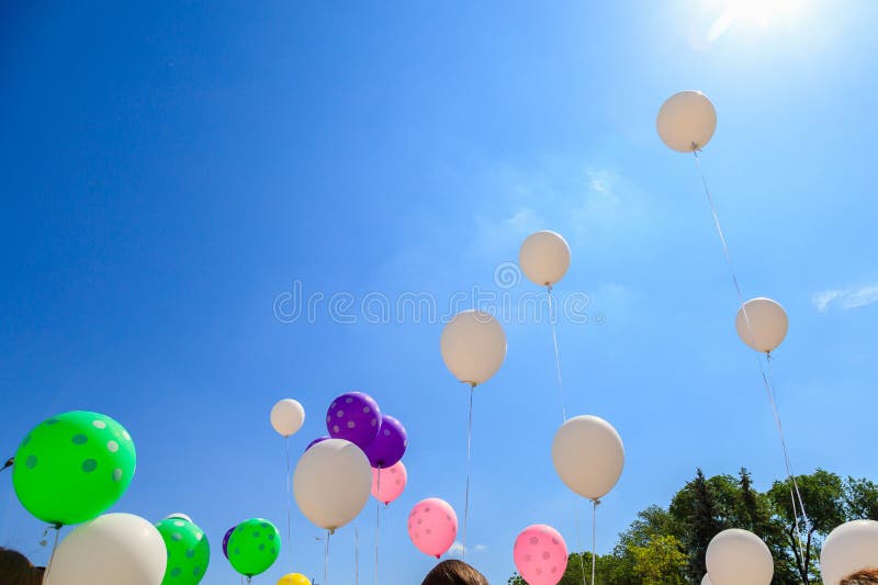 Balloons Released into the Sky on a Festive Day. Stock Photo - Image of ...