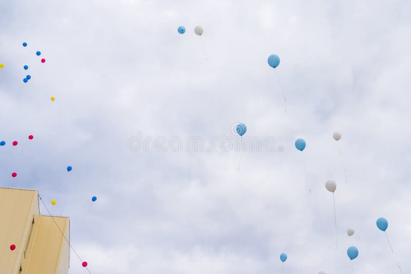 Balloons Released into the Sky on a Festive Day. Stock Photo - Image of ...