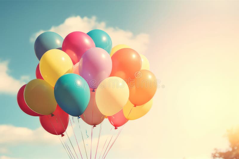 Balloons Retro Background Balloons with Vintage Color Tone Generative ...