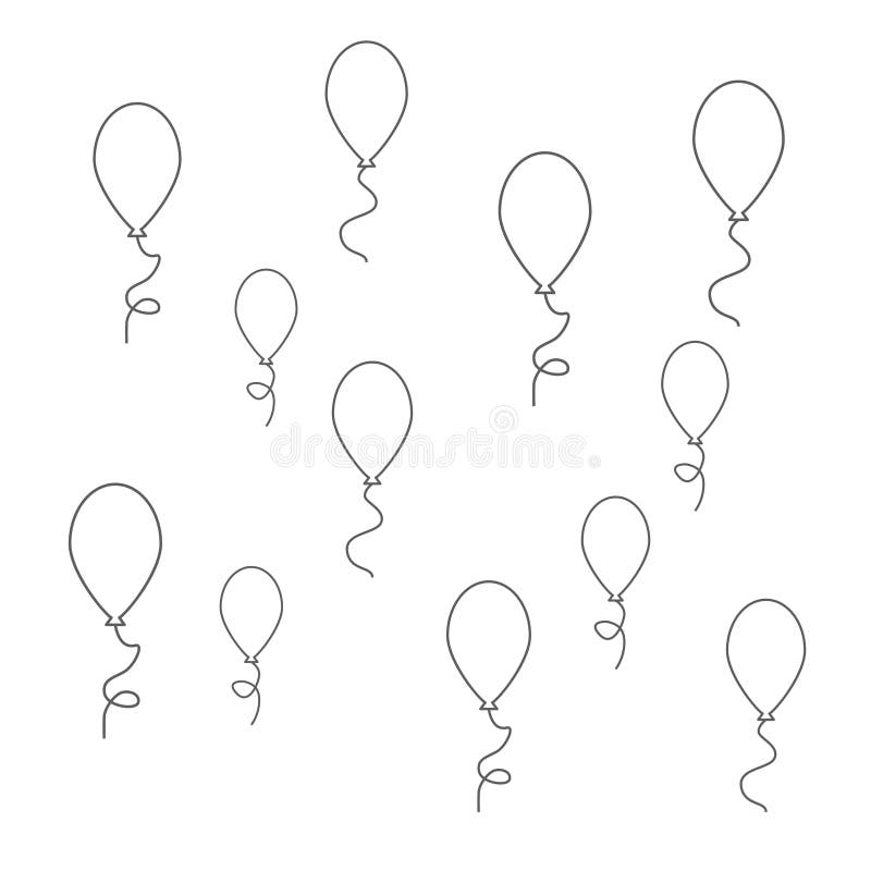 Simple Balloons Line Art Stock Illustrations – 712 Simple Balloons Line ...
