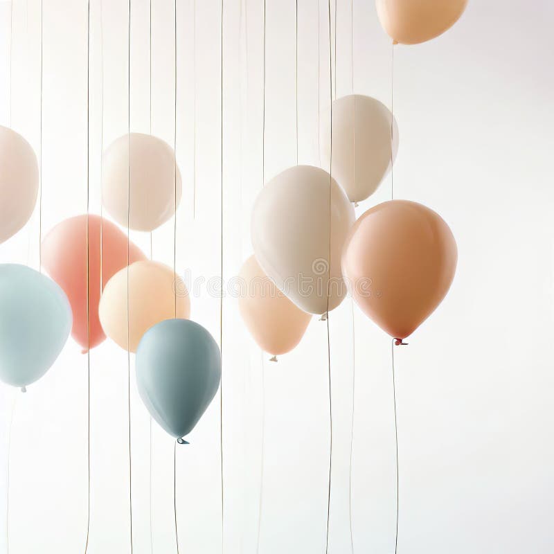 Balloons on Strings on White Background Stock Illustration ...