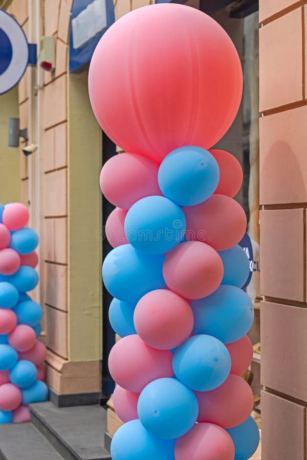 Balloons Swirl Shop Decoration Stock Photo - Image of front, street ...
