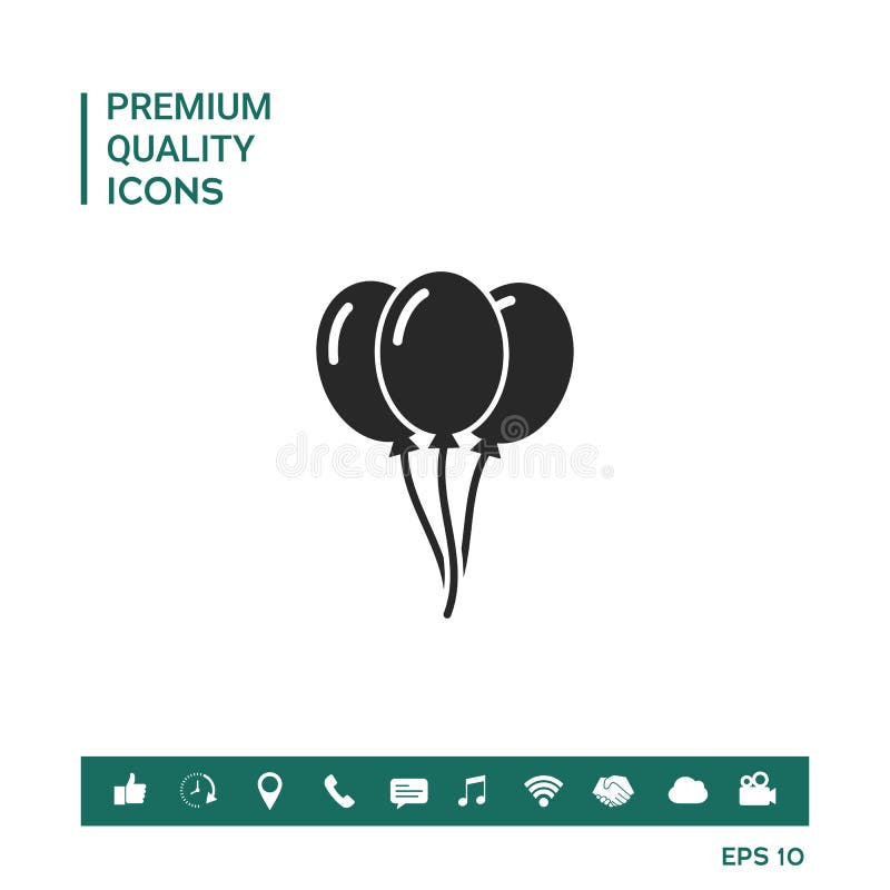 Balloons symbol icon stock vector. Illustration of birthday - 108865369