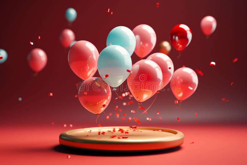 Balloons Take Center Stage in a Dynamic 3D Rendering, Ready To Dazzle ...