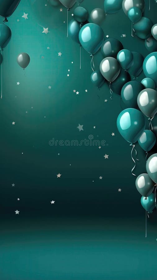 Balloons Teal Blue Greeting Card Design. Generative AI Stock Image ...