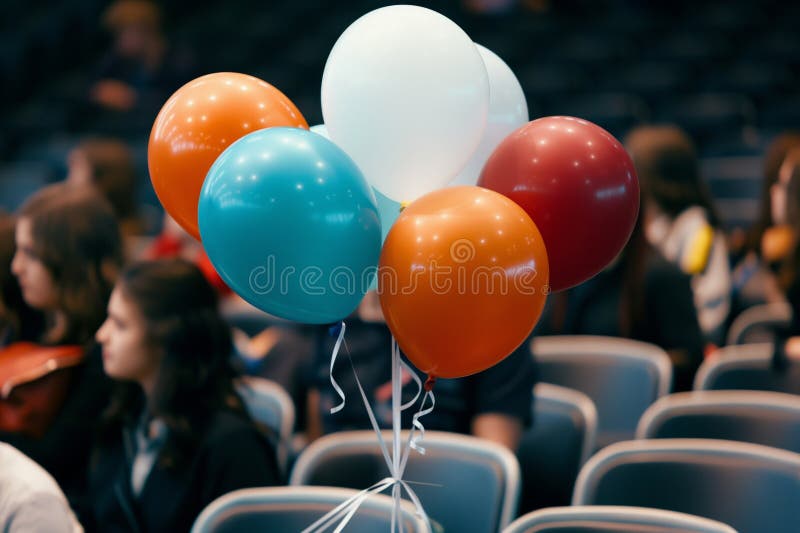 Balloons Tied To an Unoccupied Seat among a Crowd Stock Image - Image ...