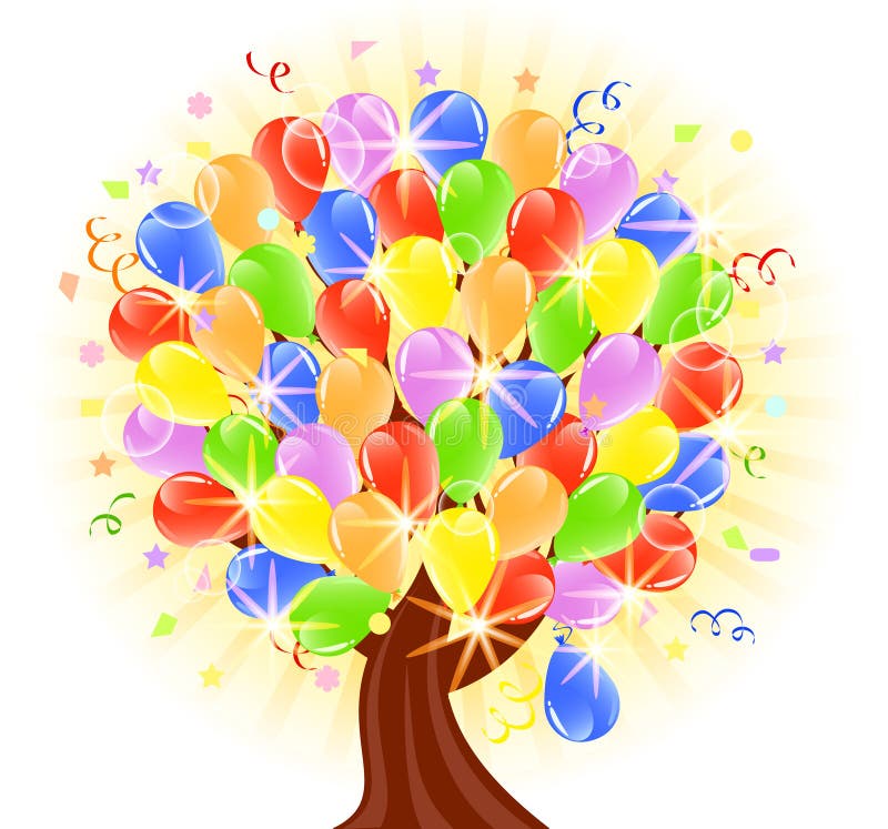 The Tree Life with Balloons Stock Illustration - Illustration of love ...