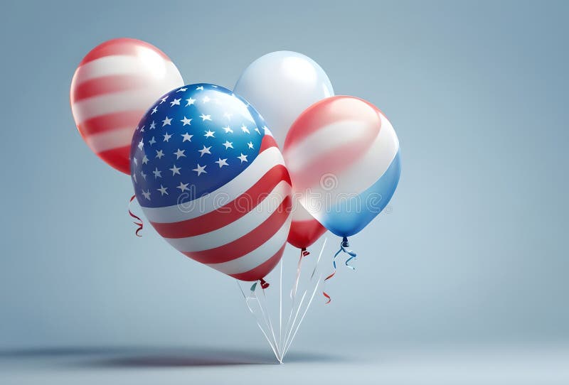 Balloons with USA Flag Isolated on Blue Background Stock Photo - Image ...