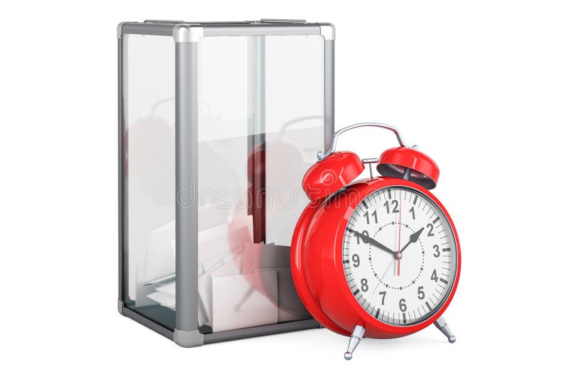 Ballot Box with Alarm Clock, 3D Rendering Stock Illustration ...
