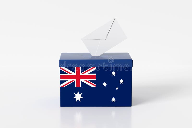 Australian Ballot Box with Envelope Entering for Voting Day Election ...