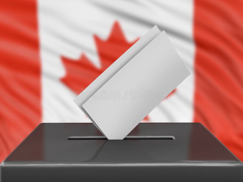 Ballot Box with Canadian Flag on Background Stock Illustration ...