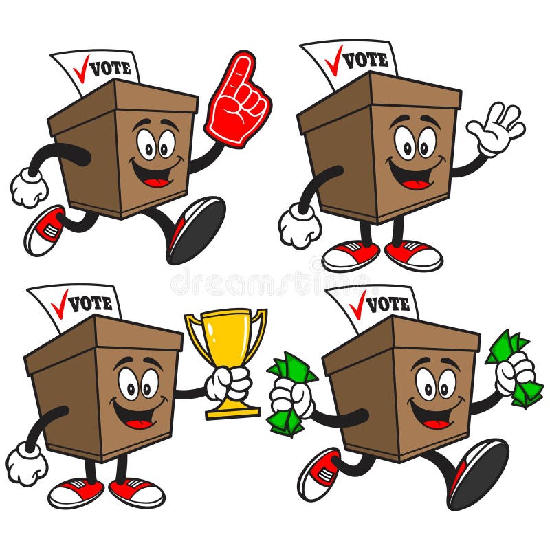 Ballot Box Character Set 02 Stock Illustration - Illustration of mascot ...