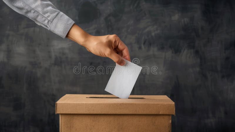 A Ballot Box with a Hand Inserting a Voting Slip, Symbolizing Stock ...