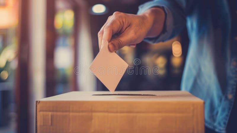 A Ballot Box with a Hand Inserting a Voting Slip, Symbolizing Stock ...