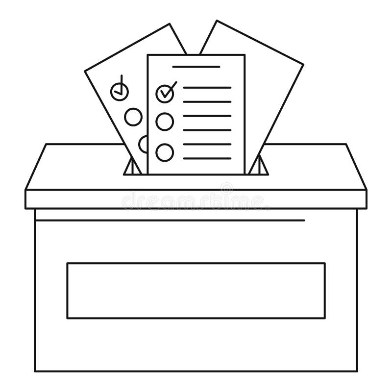 Ballot Box Icon, Outline Style Stock Illustration - Illustration of ...