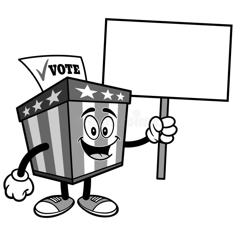 Ballot Box Mascot with Sign Illustration Stock Vector - Illustration of ...