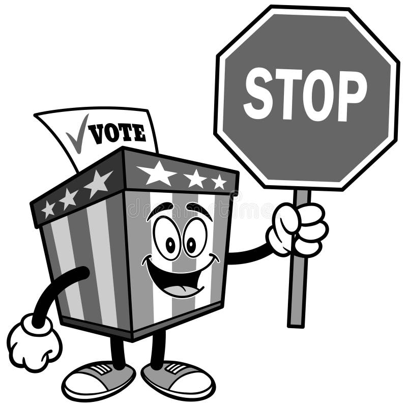 Ballot Box Mascot with Stop Sign Illustration Stock Vector ...