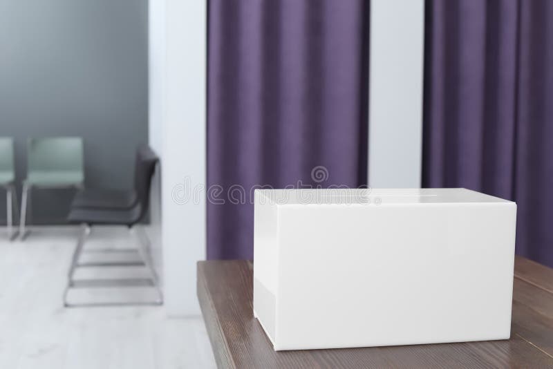 Ballot Box on Table at Polling Station. Stock Image - Image of ...