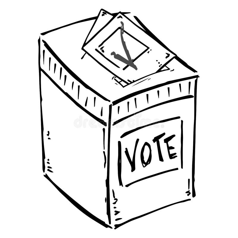Hand draw sketch, vote box stock illustration. Illustration of poll ...