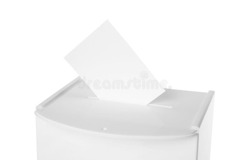 Ballot Box with Vote on White. Election Time Stock Photo - Image of ...