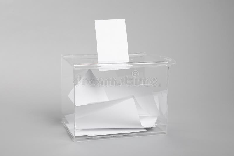 Ballot Box with Votes on Light Grey Background. Election Time Stock ...