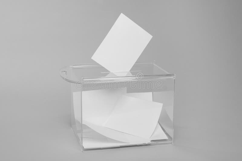 Ballot Box with Votes on Light Grey Background. Election Time Stock ...