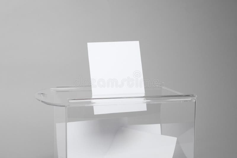 Ballot Box with Votes on Light Grey Background. Election Time Stock ...