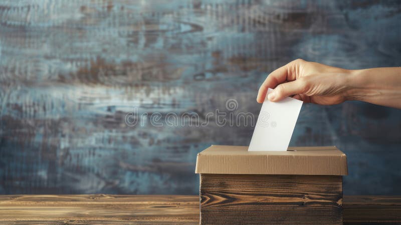 A Ballot Box with a Voting Slip Being Inserted, Emphasizing the Act of ...