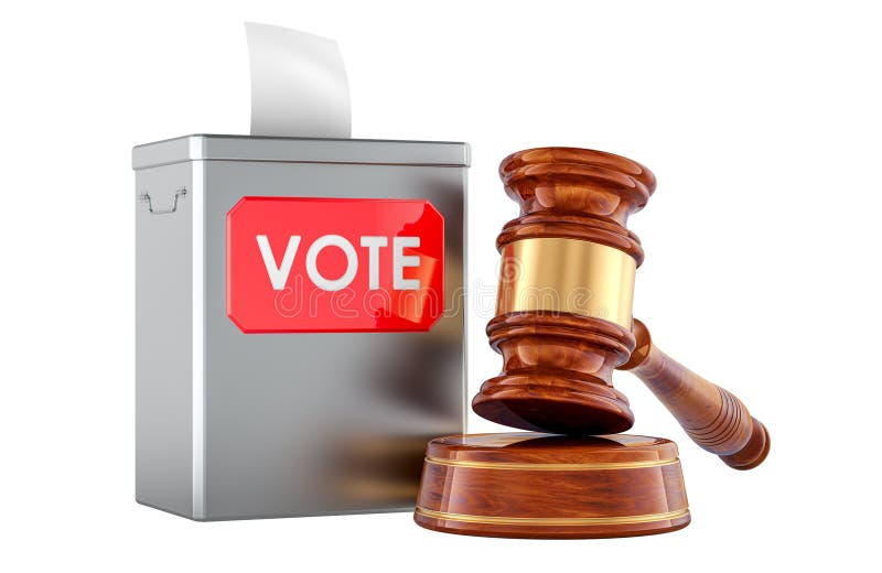 Ballot Box with Wooden Gavel. 3D Rendering Stock Illustration ...