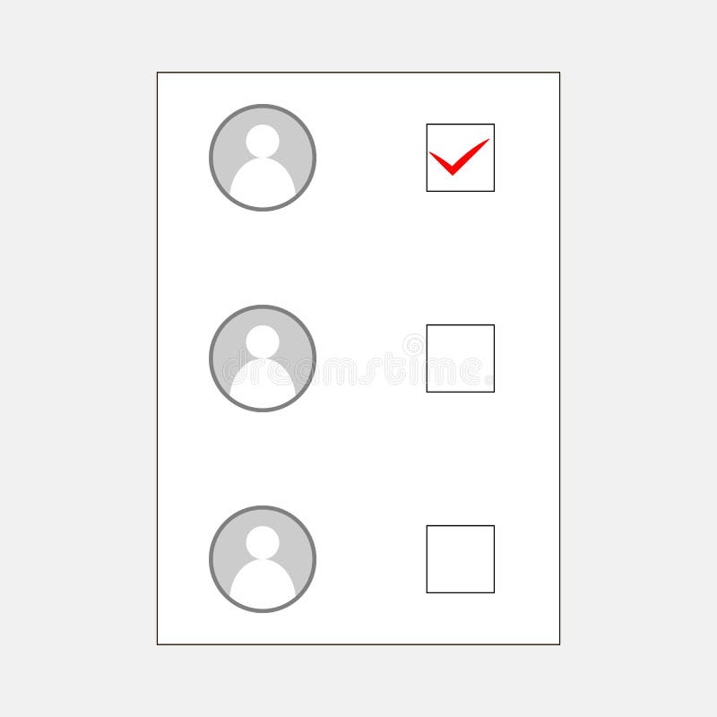 Ballot Form with Avatars and Boxes for Selection Stock Vector ...