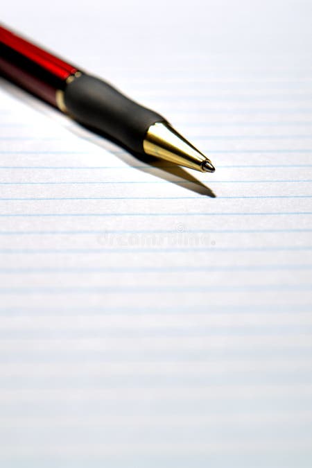 Ballpoint Ink Pen on Blank Sheet of Paper Stock Photo - Image of page ...