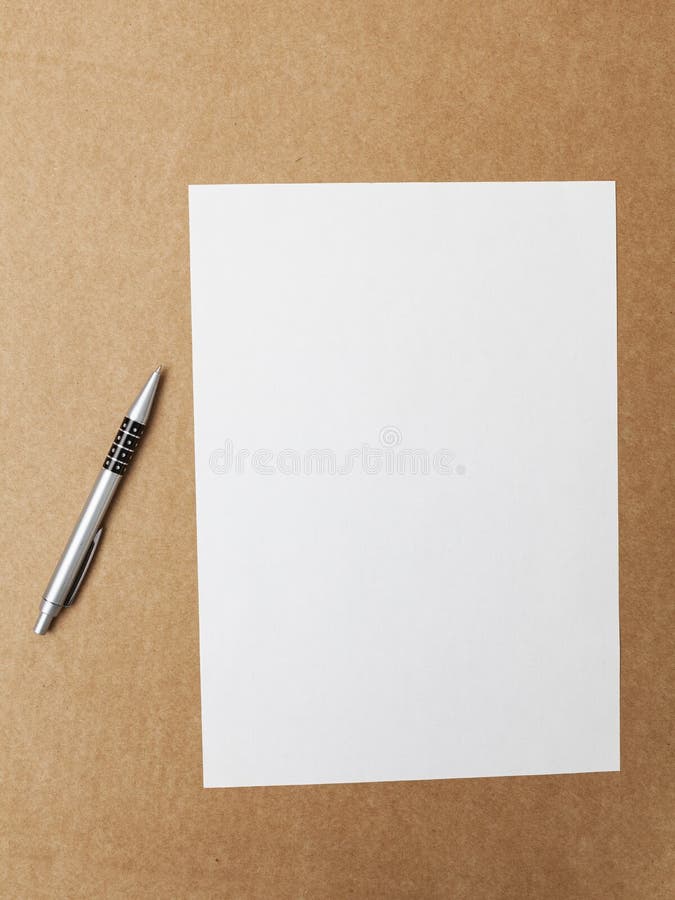 Ballpoint Pen and Blank Sheet of Paper Stock Image - Image of cardboard ...