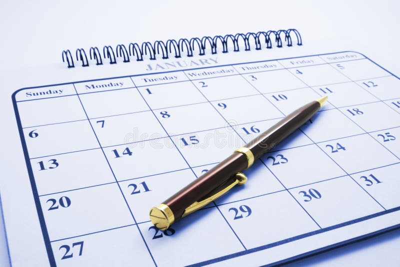 Ballpoint Pen on Calendar stock photo. Image of planner - 6839822
