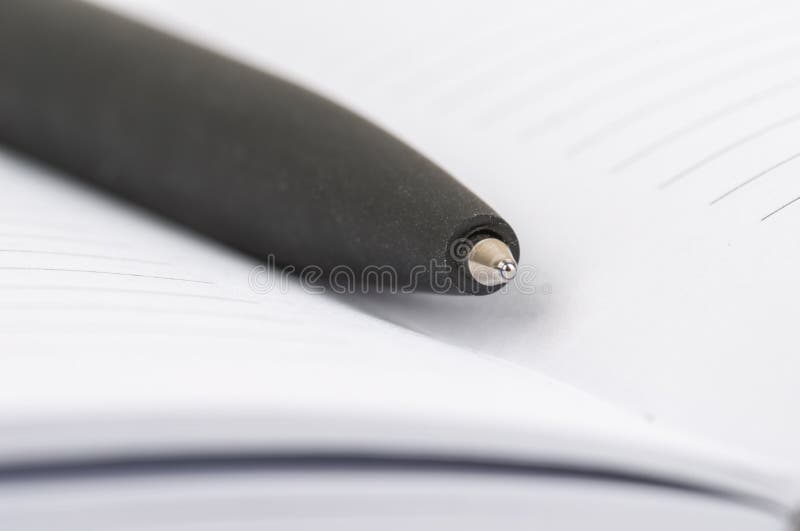 Ballpoint Pen Close-up Lying in an Open Notebook Stock Image - Image of ...