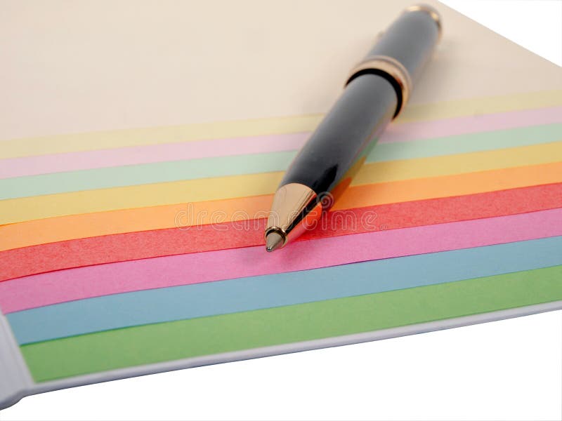 Ballpoint Pen and Color Papers Stock Photo - Image of ballpoint ...