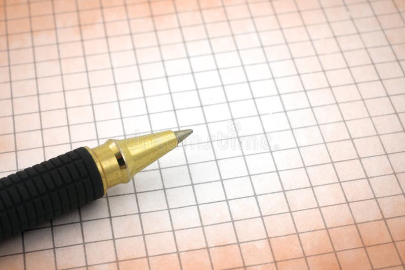 Ballpoint Pen on Graph Paper Stock Photo - Image of single, stained ...