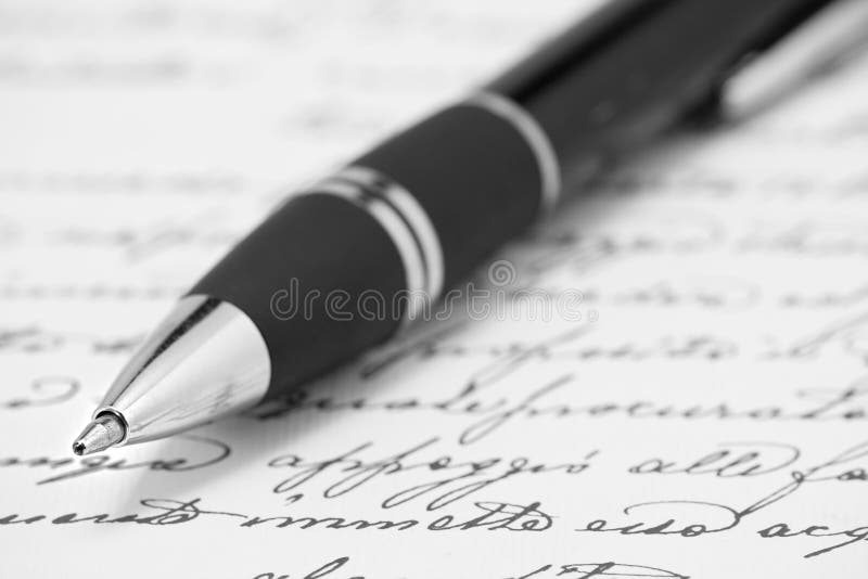 Ballpoint Pen on Handwrite Paper Stock Image - Image of close, paper ...